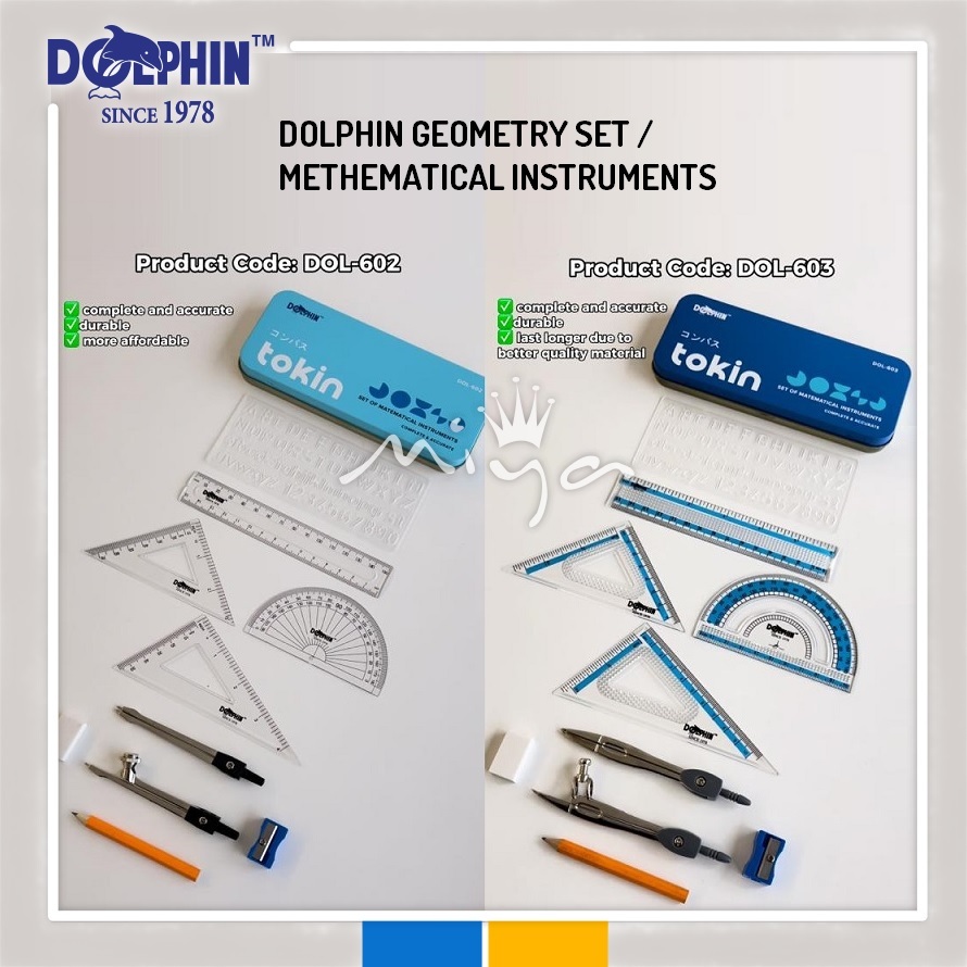 Dolphin TOKIN Math Set Mathematical Instrument Box / Geometry Set ...