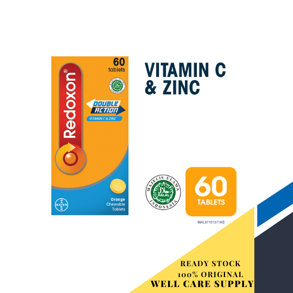 Redoxon Double Action Vit C 500mg + Zinc Chewable Tablet - 60's/30'S ...