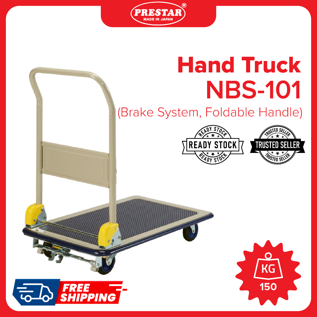 Prestar Metal Hand Trolley (Single Deck, Foldable Handle, Brake) 150kg- NBS101 | Shopee Malaysia