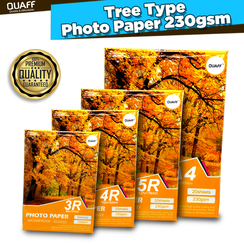 QUAFF Ttree Type Photo Paper 230GSM Back Imprint A4 / 3R / 4R / 5R ...