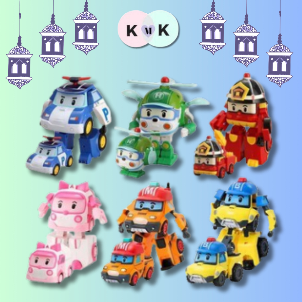6 In 1 Robocar Poli Transformation Robot Car Toys Set /Set Mainan ...