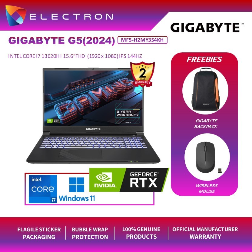 GIGABYTE G5 MF5 H2MY354KH 15.6" FHD 144Hz Gaming Laptop (I7-13620H ...