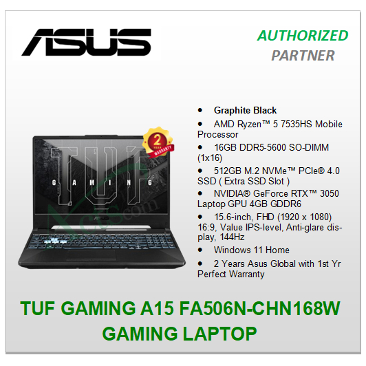 Asus TUF Gaming A15 FA506N-CHN168W 15.6'' FHD 144Hz Gaming Laptop ...