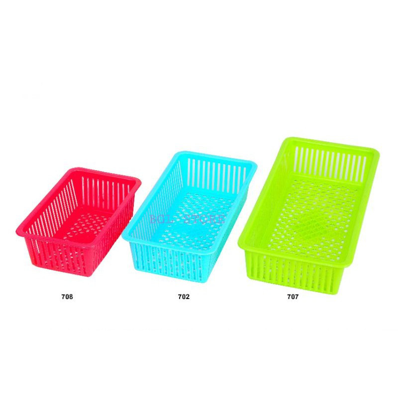 Rectangular Plastic Colander / Storage Basket / Bakul Plastik | Shopee ...