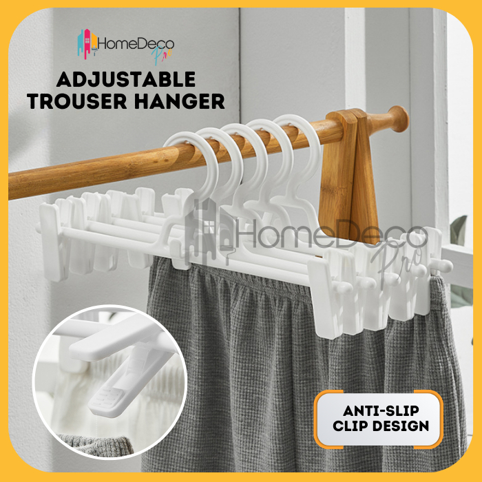 Household Anti- Slip Pant Adjustable Hanger Clip Stretch Pants Rack ...