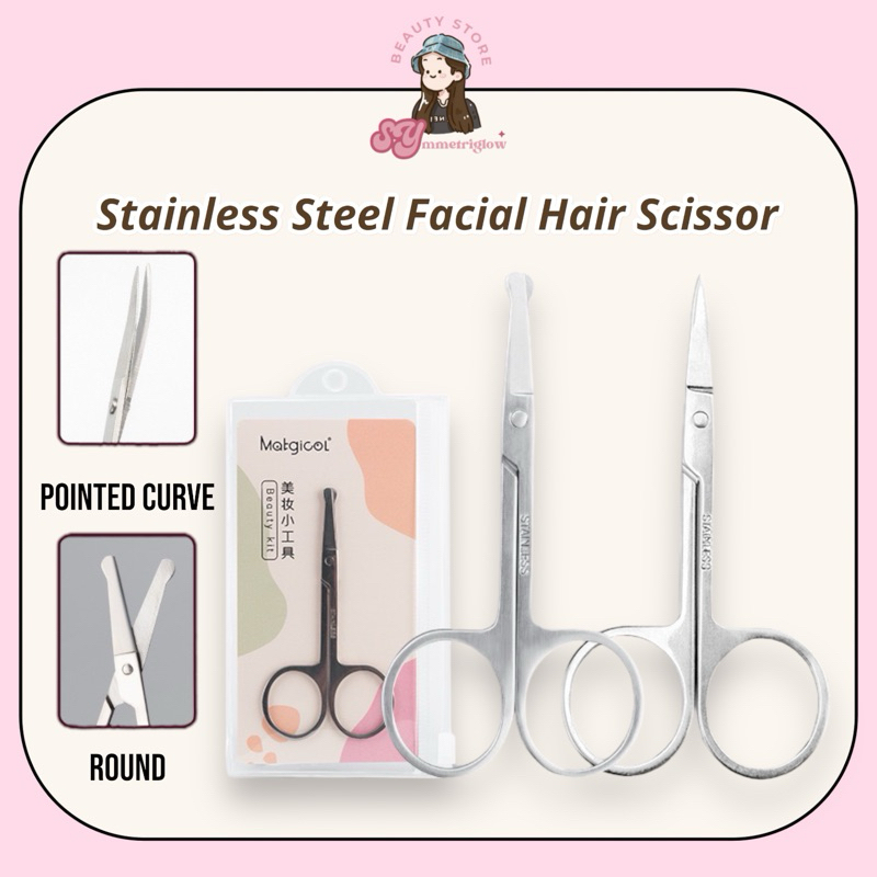 🇲🇾 Stainless Steel Facial Hair Scissor Small Grooming Scissor Round ...