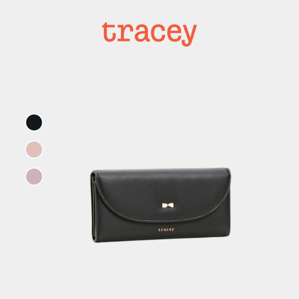Tracey Curved Front Flap Compact Women Leather Long Wallet with Coin ...