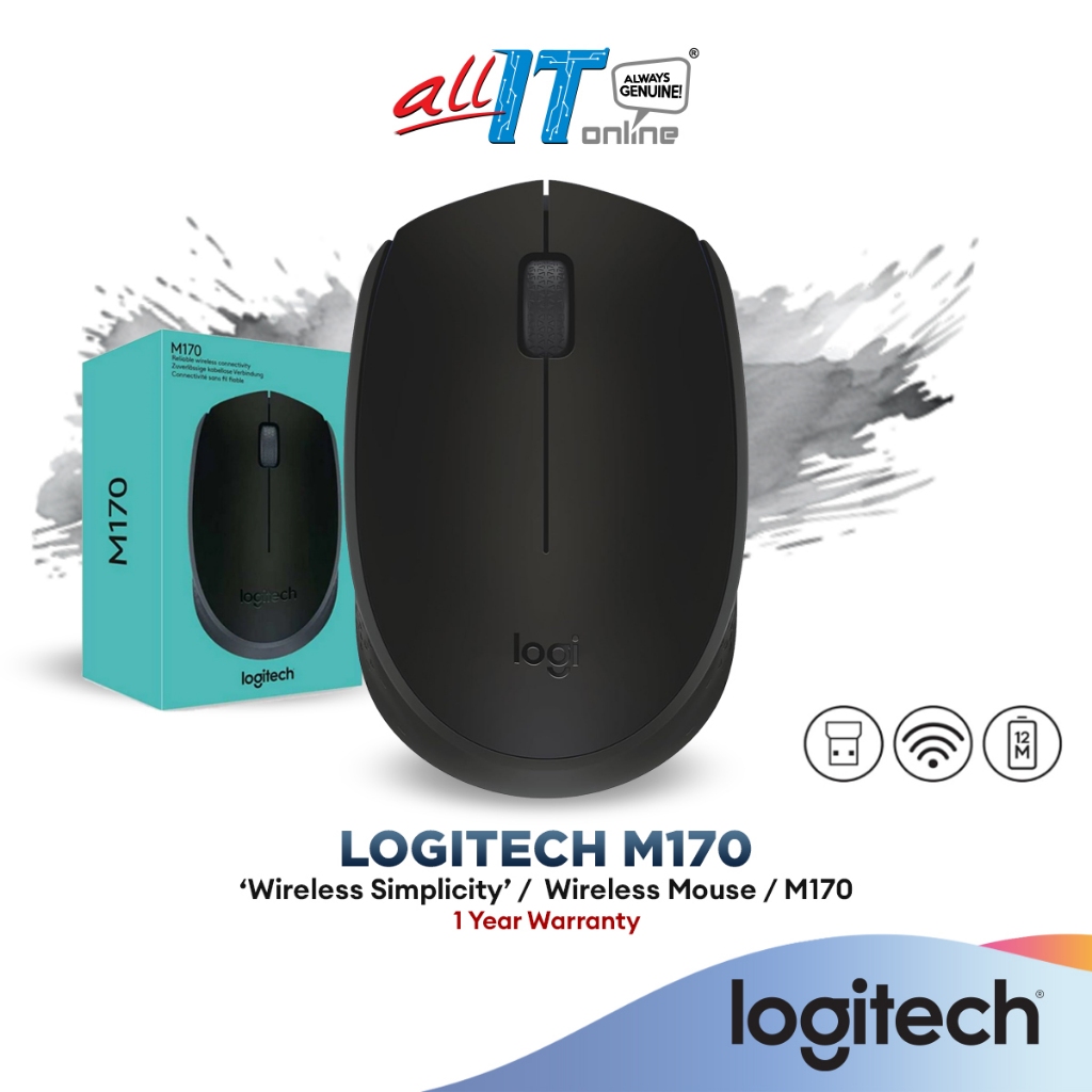 Logitech M170 Wireless Mouse | 2.4 GHz with USB Mini Receiver | Optical ...