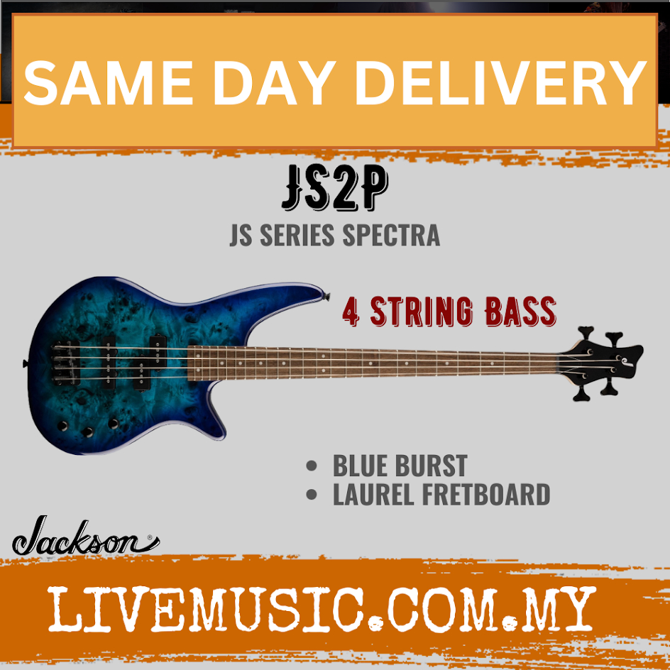 Jackson JS Series Spectra JS2P IV Electric Bass Guitar, Laurel FB, Blue ...