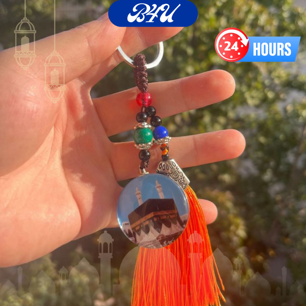KL Stock Doorgift Keychain Islamic Crystal Double-Sided Glass Material ...