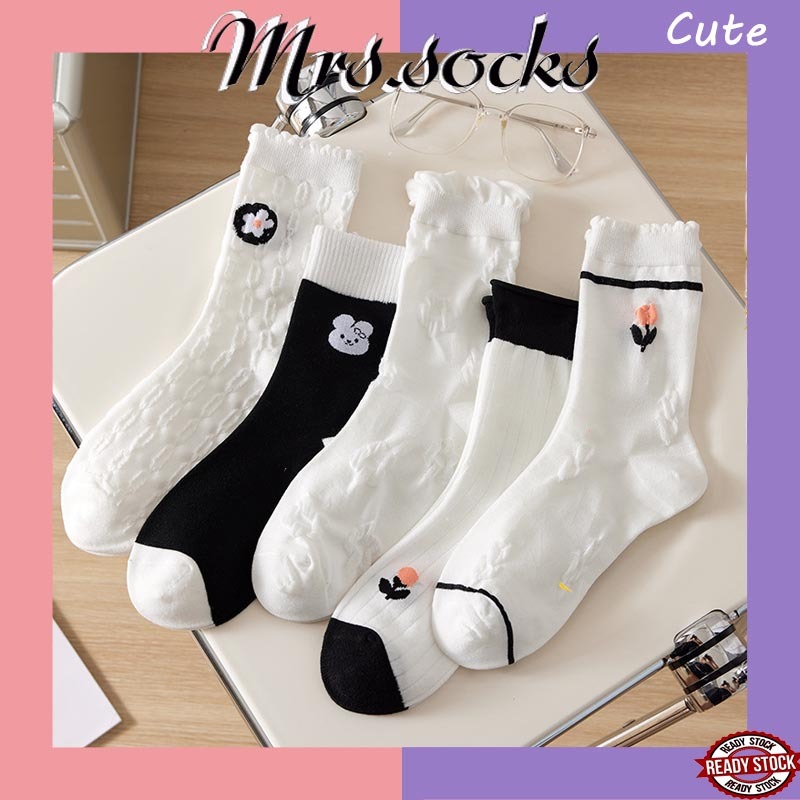Mrs.socks Korean Style Ins Cute Socks Women Crew Socks Stokin Panjang ...