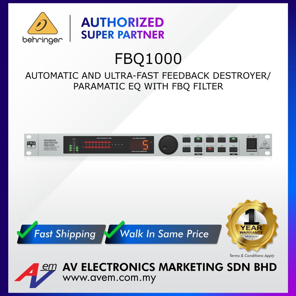 BEHRINGER FEEDBACK DESTROYER FBQ1000 Automatic and Ultra-Fast Feedback ...