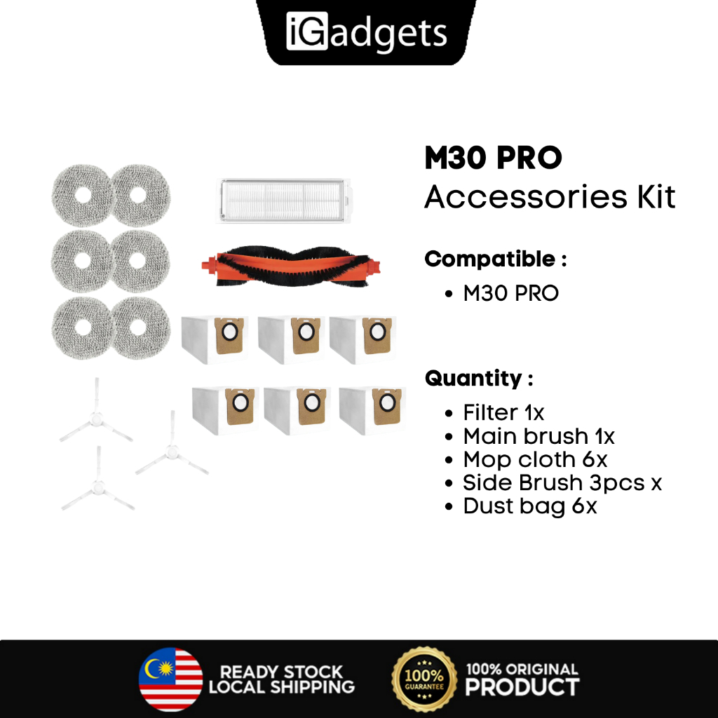 XIAOMI MIJIA Omni M30 PRO Robot Vacuum Mop Spare Parts Pack Kits Accessories Side Brush Main ...