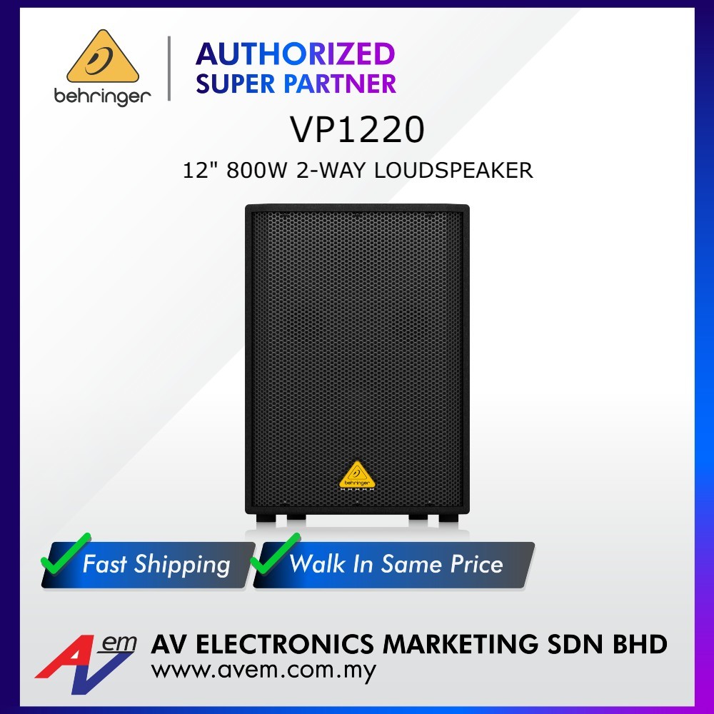 BEHRINGER EUROLIVE VP1220 Professional 800-Watt PA Speaker with 12 ...