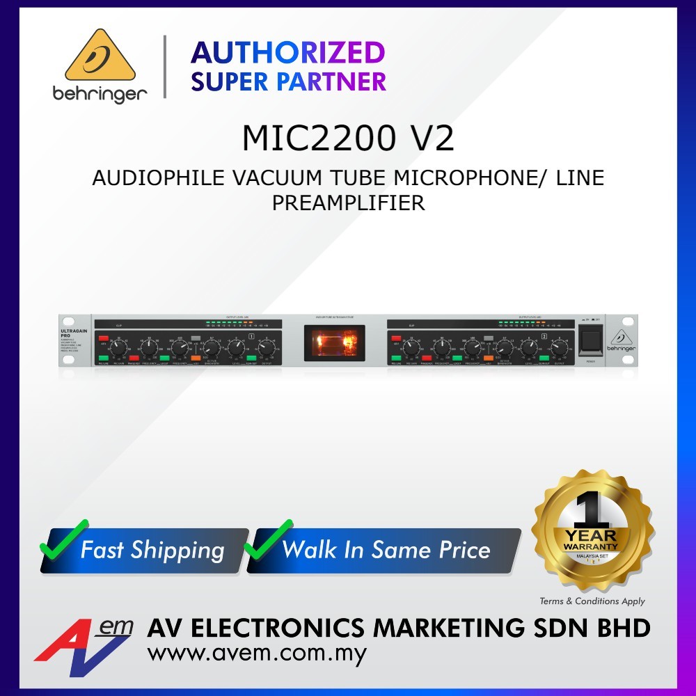BEHRINGER MIC2200 V2 Audiophile Vacuum Tube Microphone/Line ...