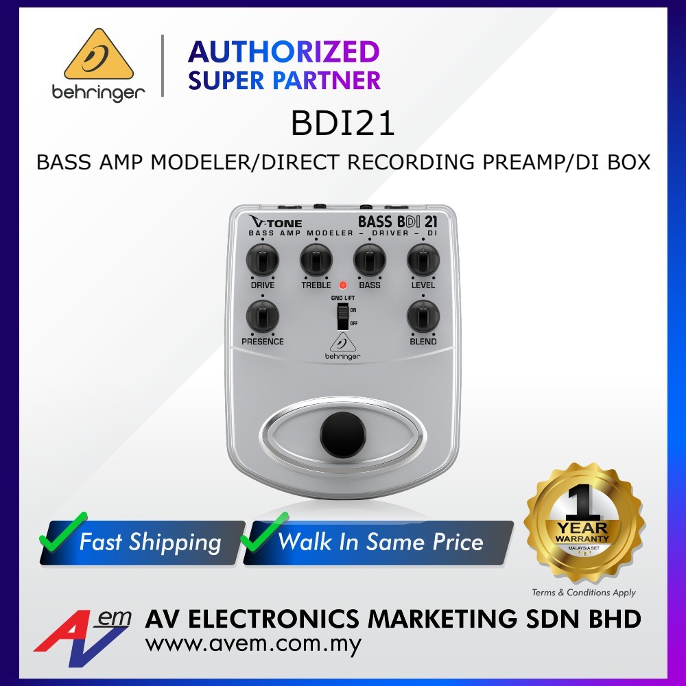 BEHRINGER BDI21 Bass Amp Modeler/Direct Recording Preamp/DI Box ...