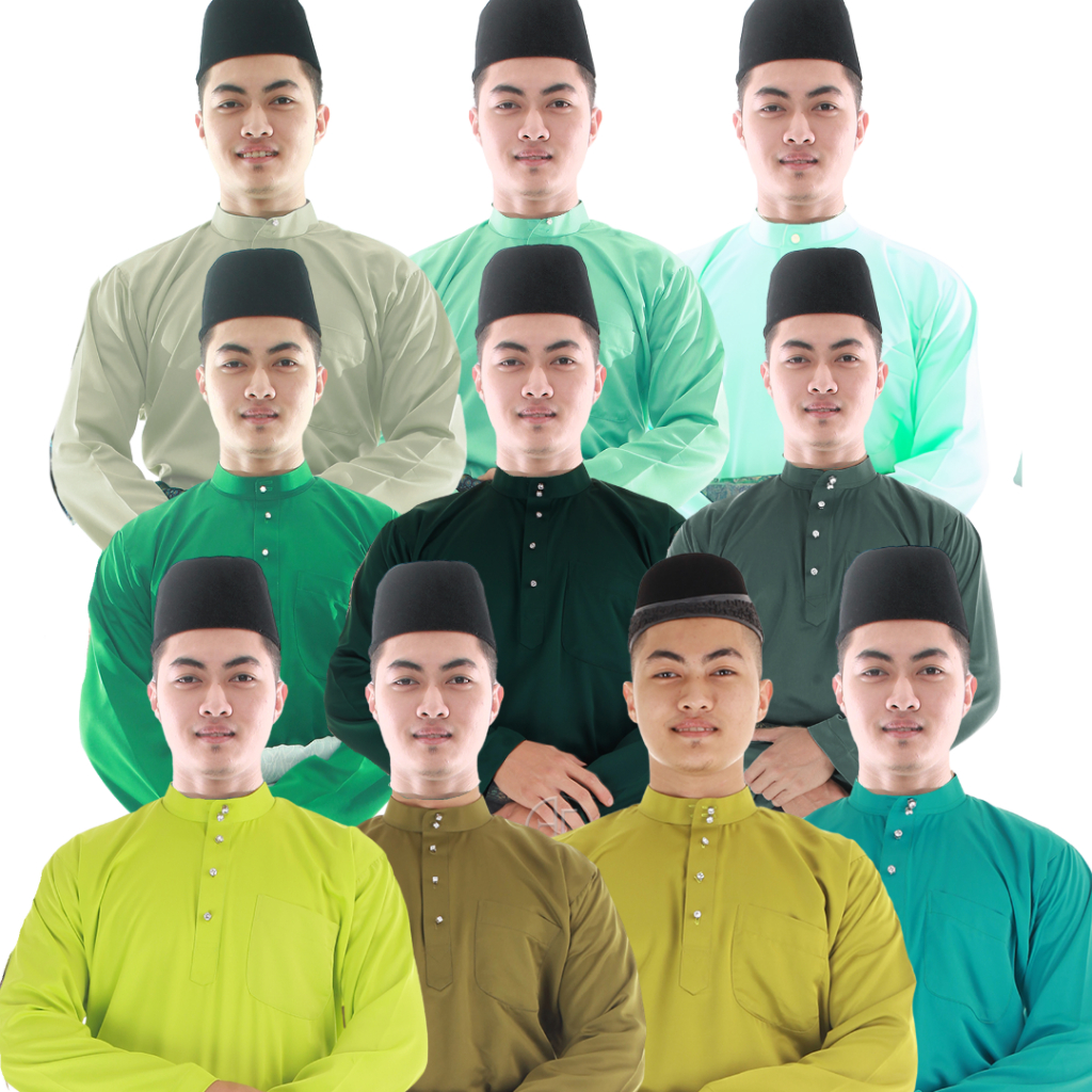 [HIJAU] Baju Melayu Cekak Musang Dewasa/Baju Melayu Traditional Satin ...