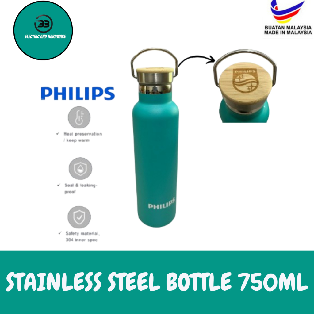 PHILIPS Stainless steel bottle 750ml silver bottle | Air botol besi ...