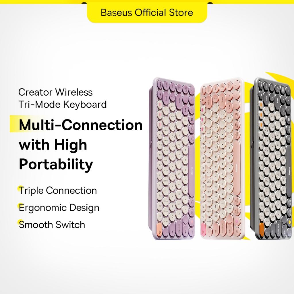Baseus K01A Creator Wireless Tri-Mode Keyboard Ergonomic Design Multi ...