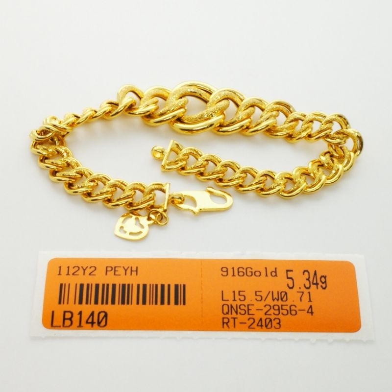 Rantai Tangan Coco Perut Ular Kosong Emas 916 Yon Hing | Shopee Malaysia