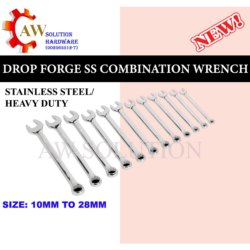 DROP FORGE STAINLESS STEEL COMBINATION WRECH/ SPANNAR (10MM TO 28MM ...