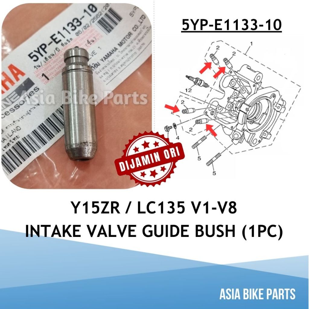Yamaha Original Y15ZR / LC135 V1 V2 V3 V4 V5 V6 V7 V8 4S 5S Intake Valve Guide Bush - 5YP-E1133 ...