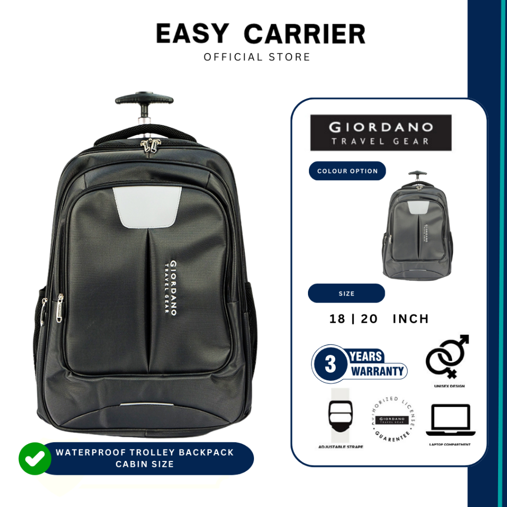 [READY STOCK] GIORDANO 18"+ 20" CABIN SIZE TROLLEY BACKPACK BUSINESS ...
