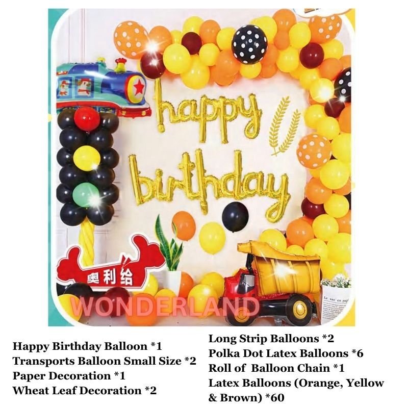Transportation Truck School Bus Theme Birthday Balloon For Kids Belon ...