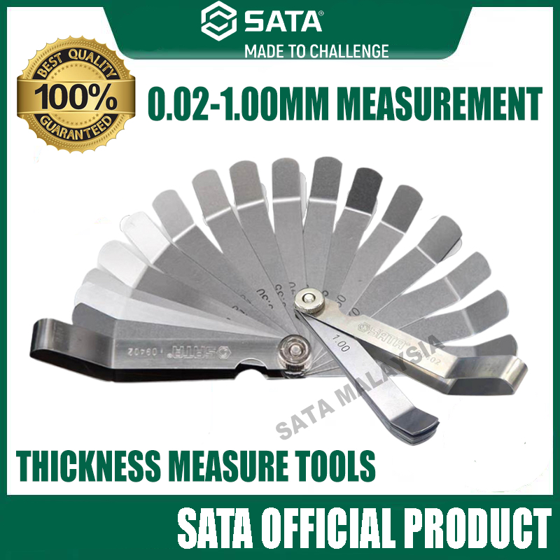 SATA Feeler Gauges Set/ 14/16/23/32 Blades Polished Steel Thickness ...