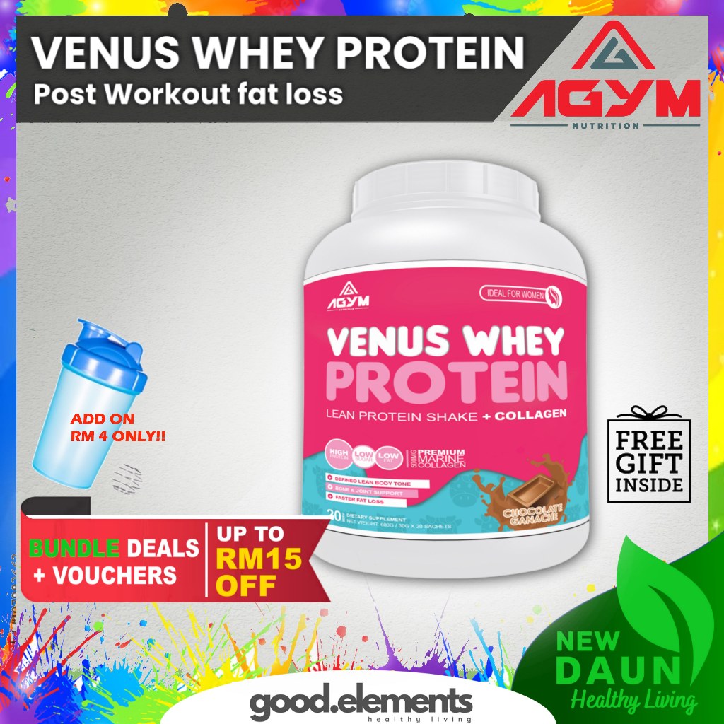 AGYM NUTRITION VENUS WHEY PROTEIN for Ladies 600g 20Sachets, + Collagen ...