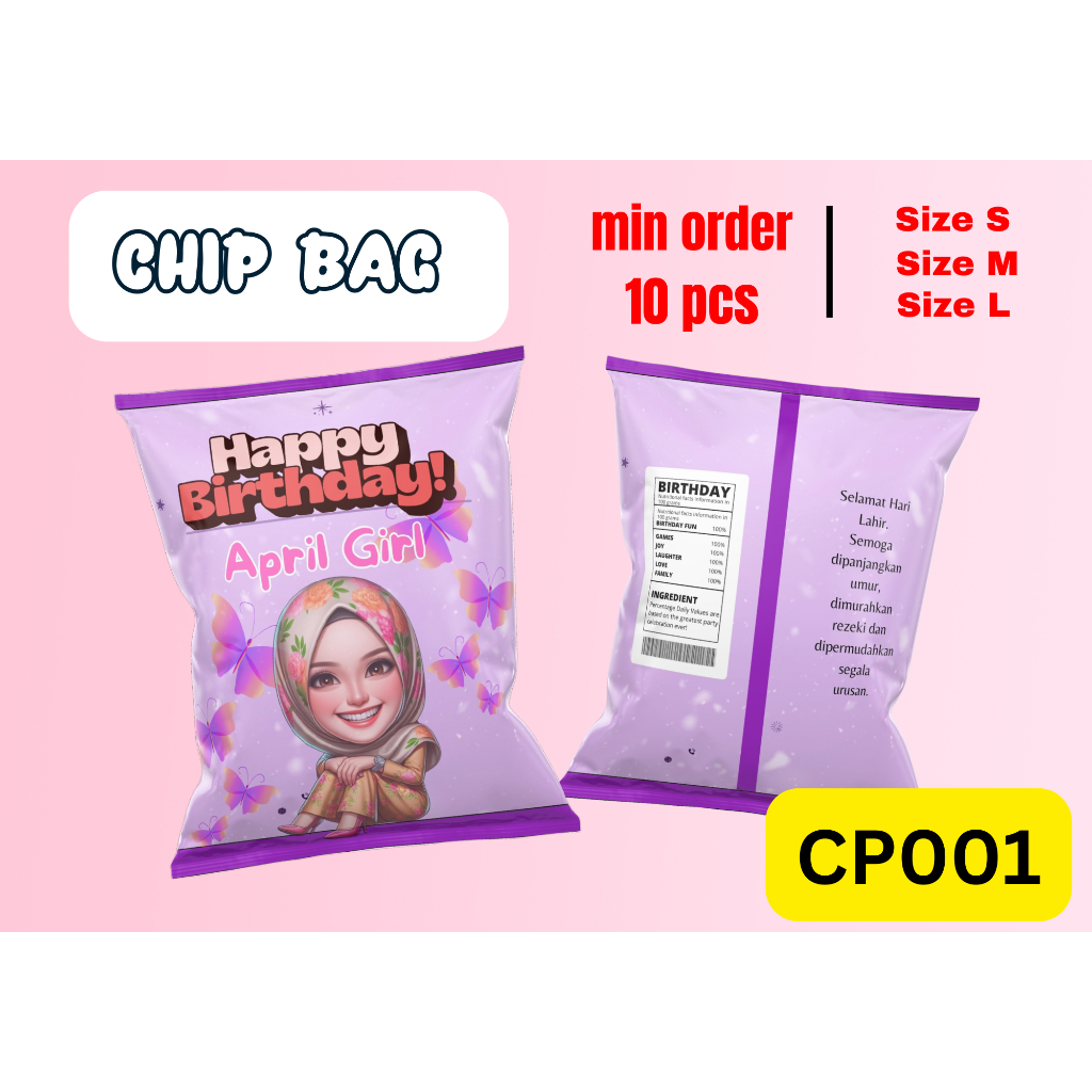 Goodies / Doorgift Chips Bag Jajan Birthday / Kawin / Kesyukuran ...