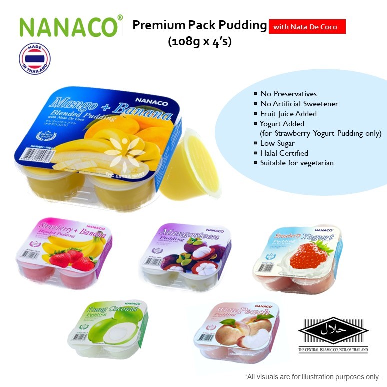 [Thailand] Halal NANACO Premium Pudding with Nata De Coco (108g x 4's) *No Preservative | Shopee ...