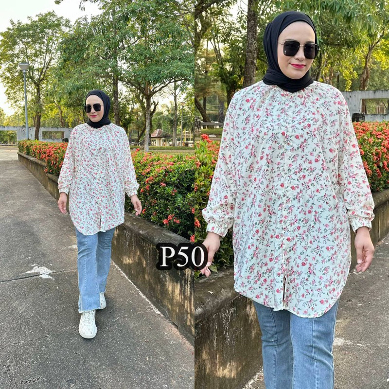 HOT BLOUSE🔥BLOUSE BERCORAK F50/BLOUSE LABUH BERCORAK IRONLESS/BLOUSE ...