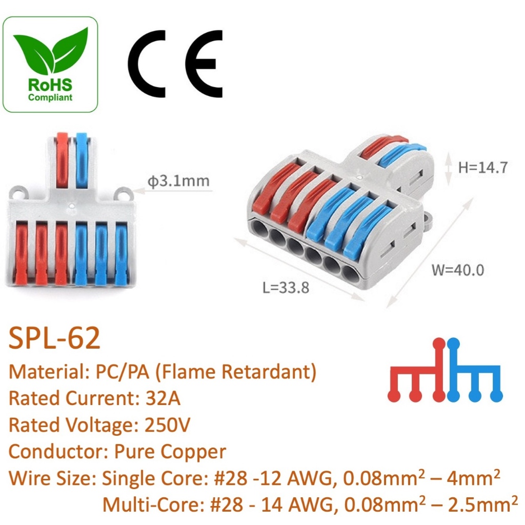 (1 and 2 pcs) SPL and PCT Fast Wire Connector Reusable Terminal ...