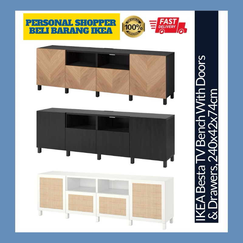 [INSTALLATION SERVICE PROVIDED] IKEA Besta TV Bench With Doors and ...