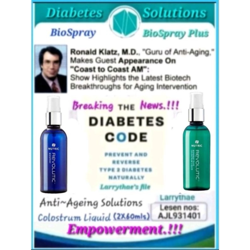 Diabetes Solution !!!..Revolutic BioSpray & Plus (2x60mls) "Colostrums ...