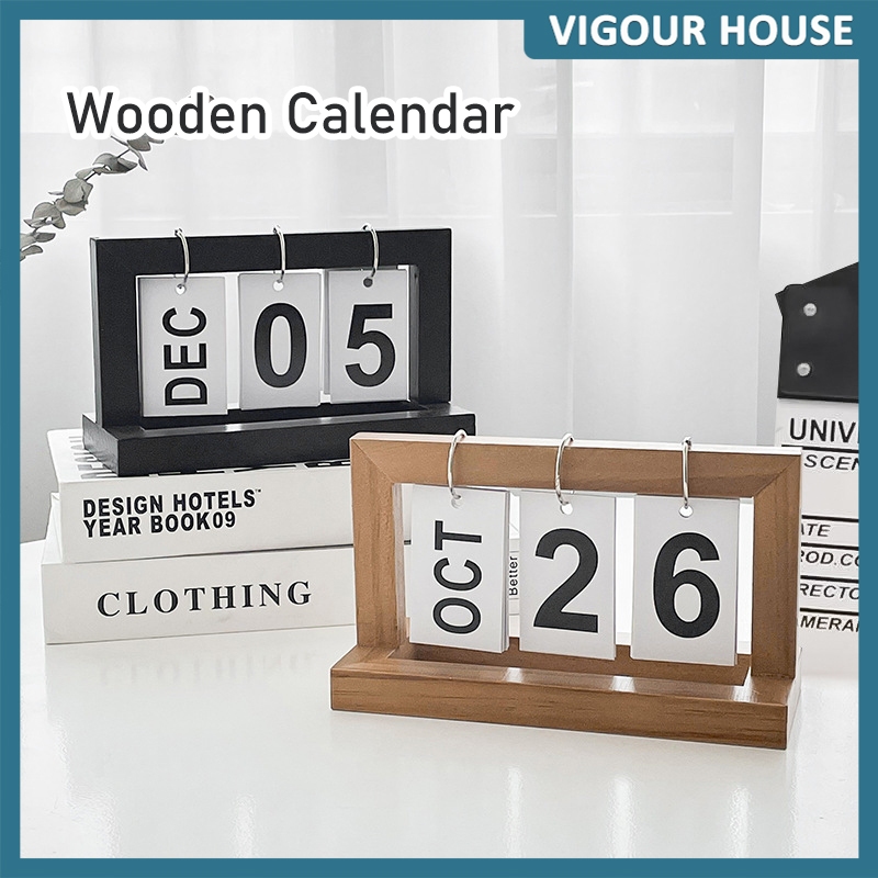 Nordic Simple Flip Calendar Ins Calendar Wooden Block Desk Calendar for ...