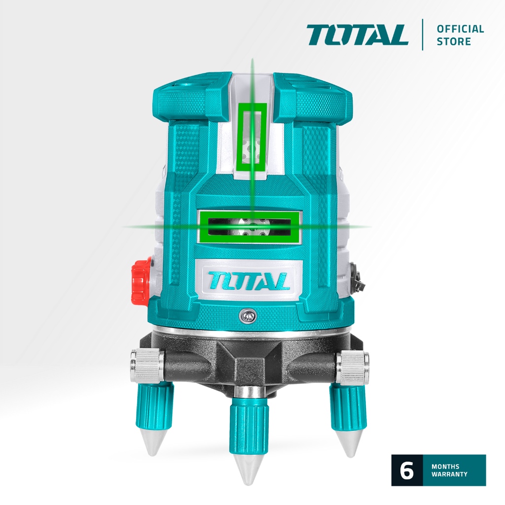 TOTAL Self-Leveling Line Laser (5 Green Beams : 4 Verticals + 1 Horizontal) + Safety Goggles ...