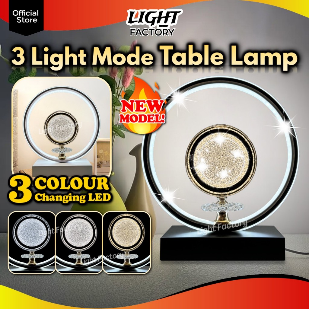🔥NEW🔥Modern Crystal Luxury 3 Colour LED 25W Table Lamp Black / White ...