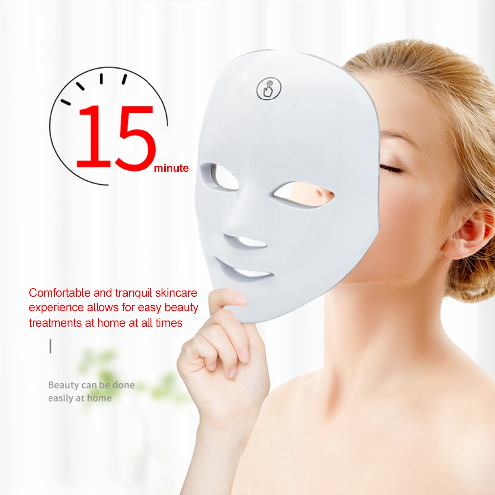 Rechargeable Face LED Mask 7-color LED Photon Therapy Beauty Mask Skin ...