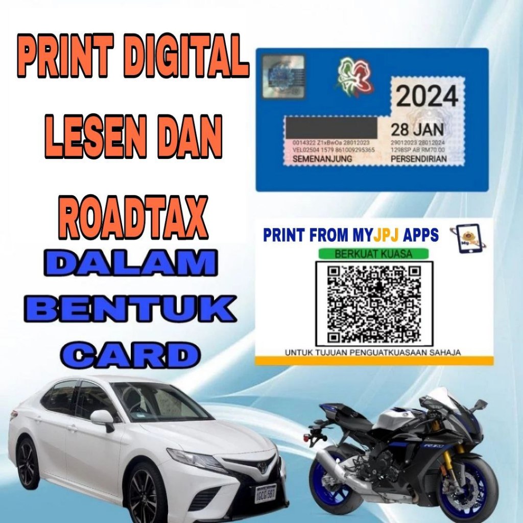 🔥Printing🔥Lesen Kereta Motorsikal / Roadtax / JPJ QR Code /car ...