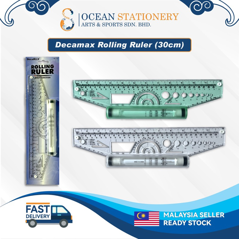 Decamax Multi Purpose Rolling Ruler 30cm / Angle Parallel Ruler Roller ...