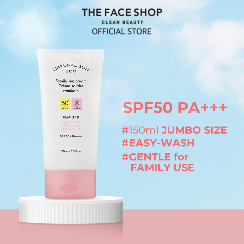 THE FACE SHOP Natural Sun Eco Family Sun Cream SPF50++ (150ml) | Shopee ...
