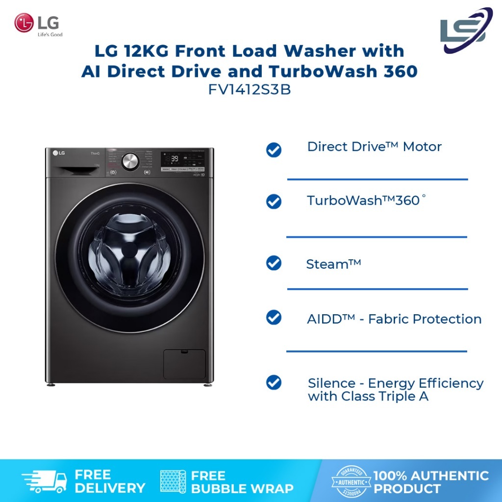 LG 9KG / 12KG / 15KG Front Load Washing Machine with AI Direct Drive ...