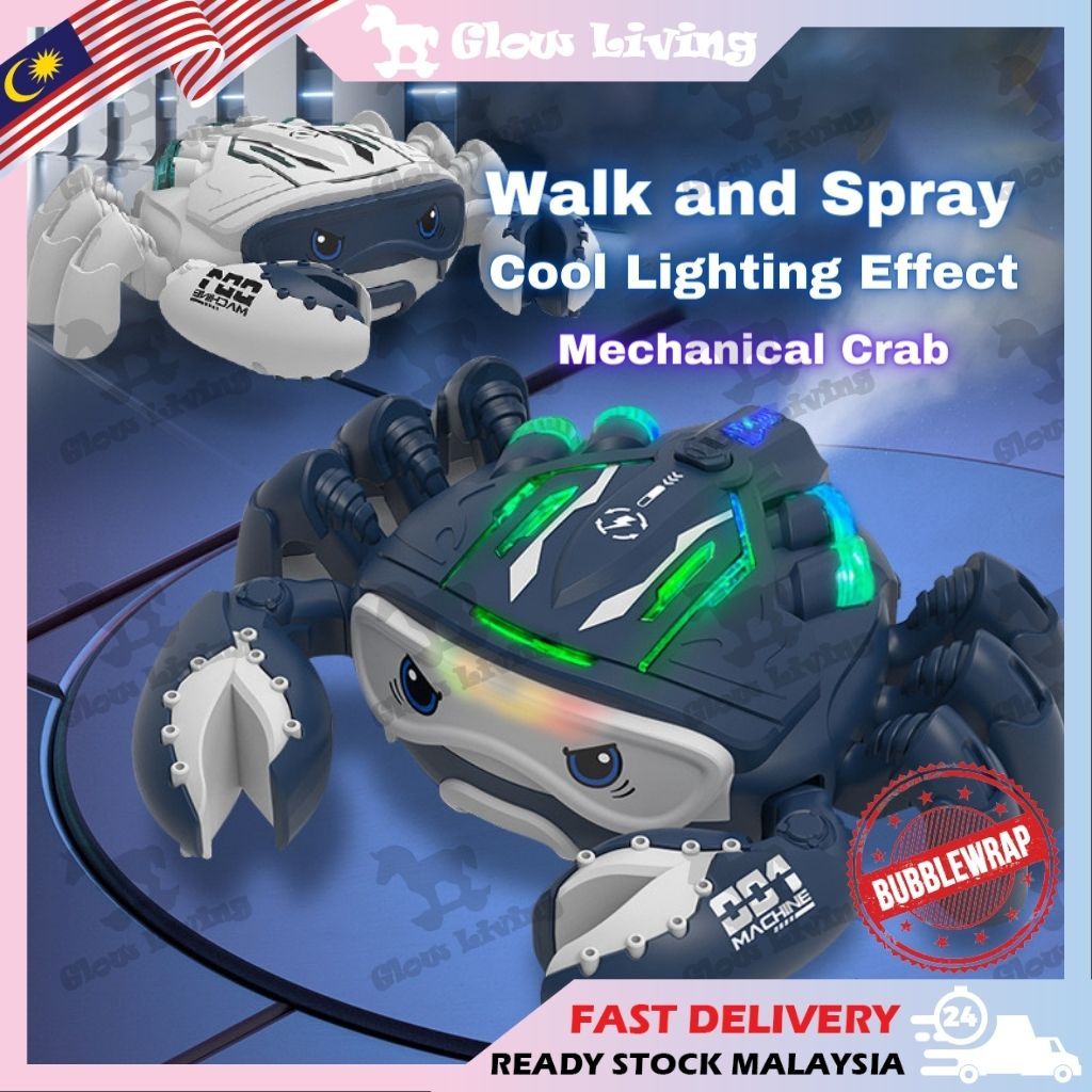 TikTok Children Electric Mechanical Crawling Crab Lighting Sprayable ...