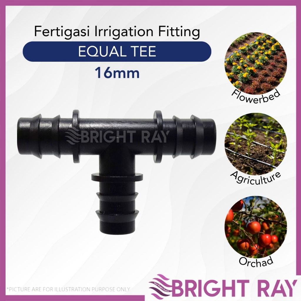 16MM EQUAL TEE LDPE PolyPipe Fertigasi Irrigation Fitting Water Pipe Connector Fitting Tube ...