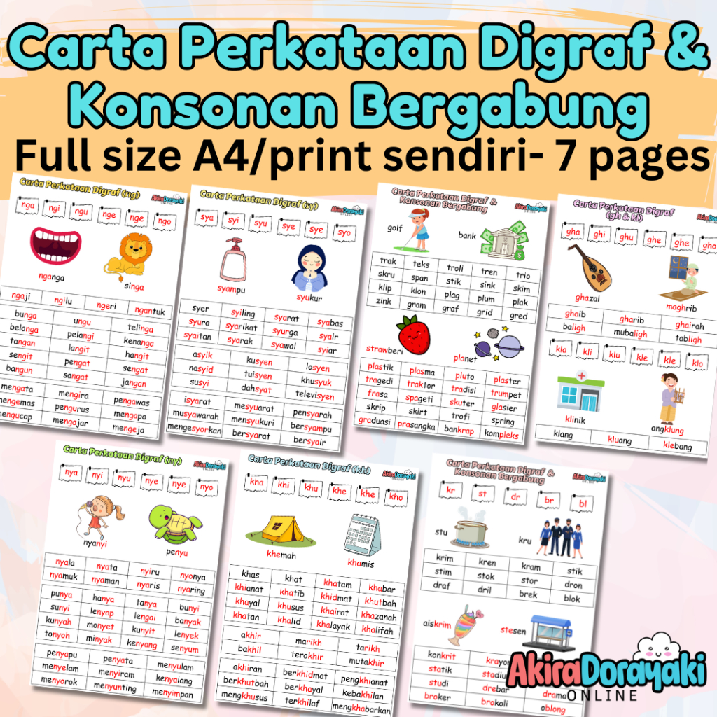 02 Carta Perkataan Digraf & Konsonan Bergabung PDF [softcopy] ng, ny ...