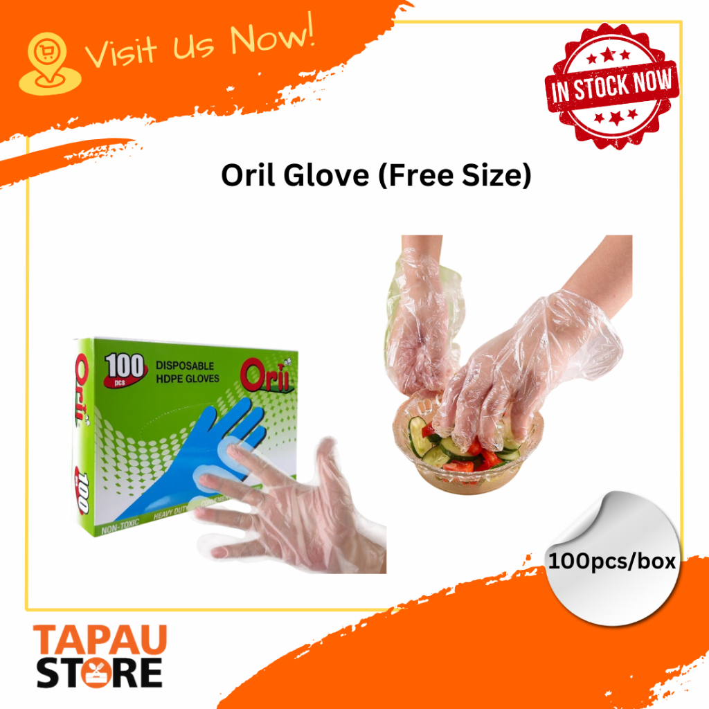 (100PCS) Oril Disposable HDPE Plastic Gloves | Shopee Malaysia