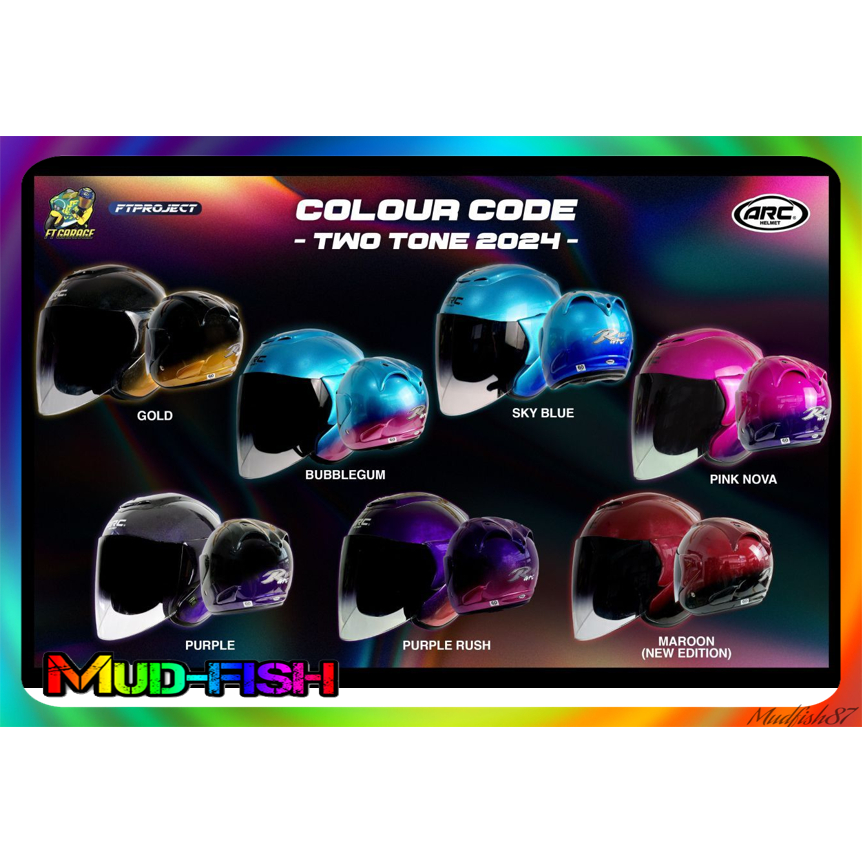 ARC RITZ TWO TONE RAYA 2024 HELMET GOLD | BUBBLE GUM | SKY BLUE | PINK ...