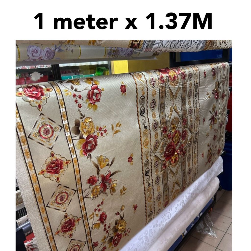 Raya Alas Meja Makan / Royal Metallic Gold Waterproof Tablecloth Lapik ...